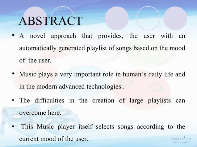 Emotion based music player | PPTX | Digital Audio | Computer Software and Applications