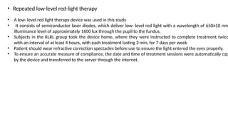 effectiveness of repeated low level red light in myopia | PPTX