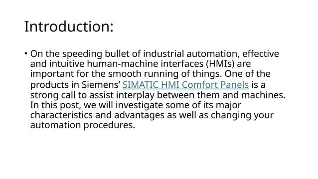 SIMATIC HMI Comfort Panels: Elevate Your Industrial Control | PPT