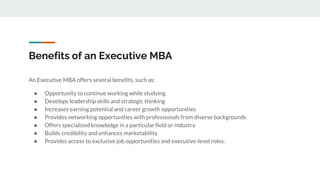 The Value of an Executive MBA for Career Advancement | PPTX