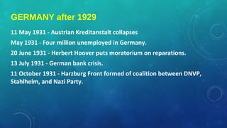 CAMBRIDGE A2 HISTORY: PROBLEMS FACING WEIMAR POLITICIANS FROM 1929 | PPT