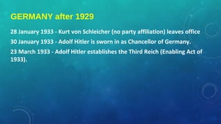 CAMBRIDGE A2 HISTORY: PROBLEMS FACING WEIMAR POLITICIANS FROM 1929 | PPT