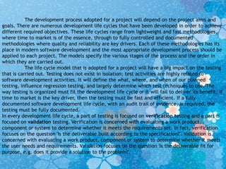 Testing Throughout The Software Life Cycle | PPTX