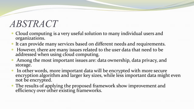 An Efficient And Secured Framework For Mobile Cloud Computing Pptx
