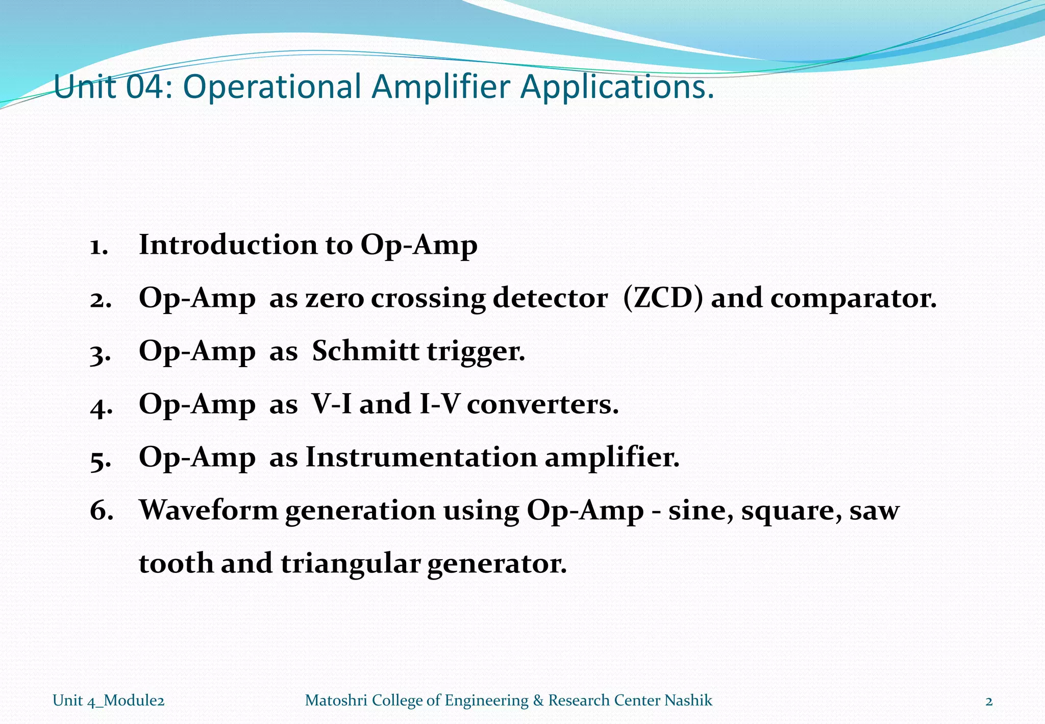 Module2: opamp as ZCD (zero crossing detector) | PPTX