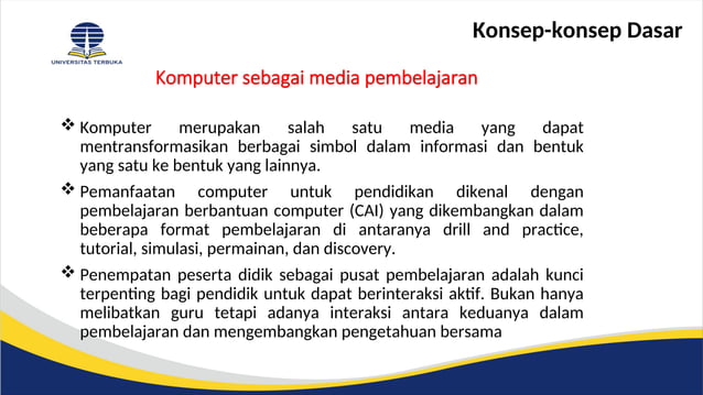 Pertemuan 2 Tinjauan dan Konsep Dasar Komputer sebagai media pembelajaran | PPT