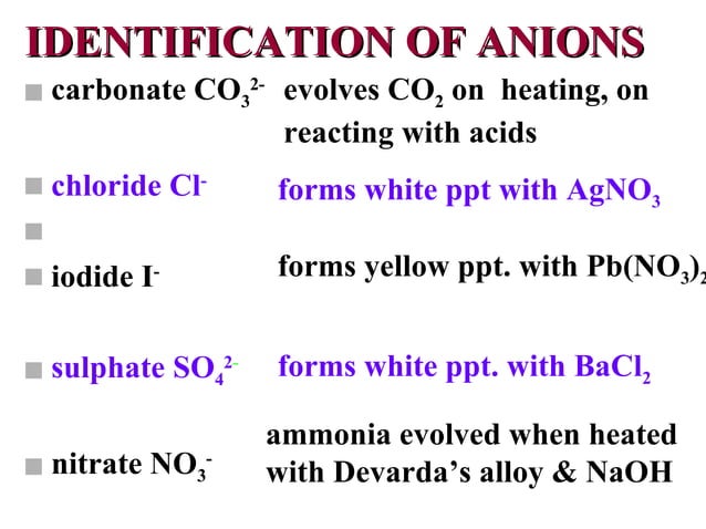 Ppt2 Tests For Anions | PPT