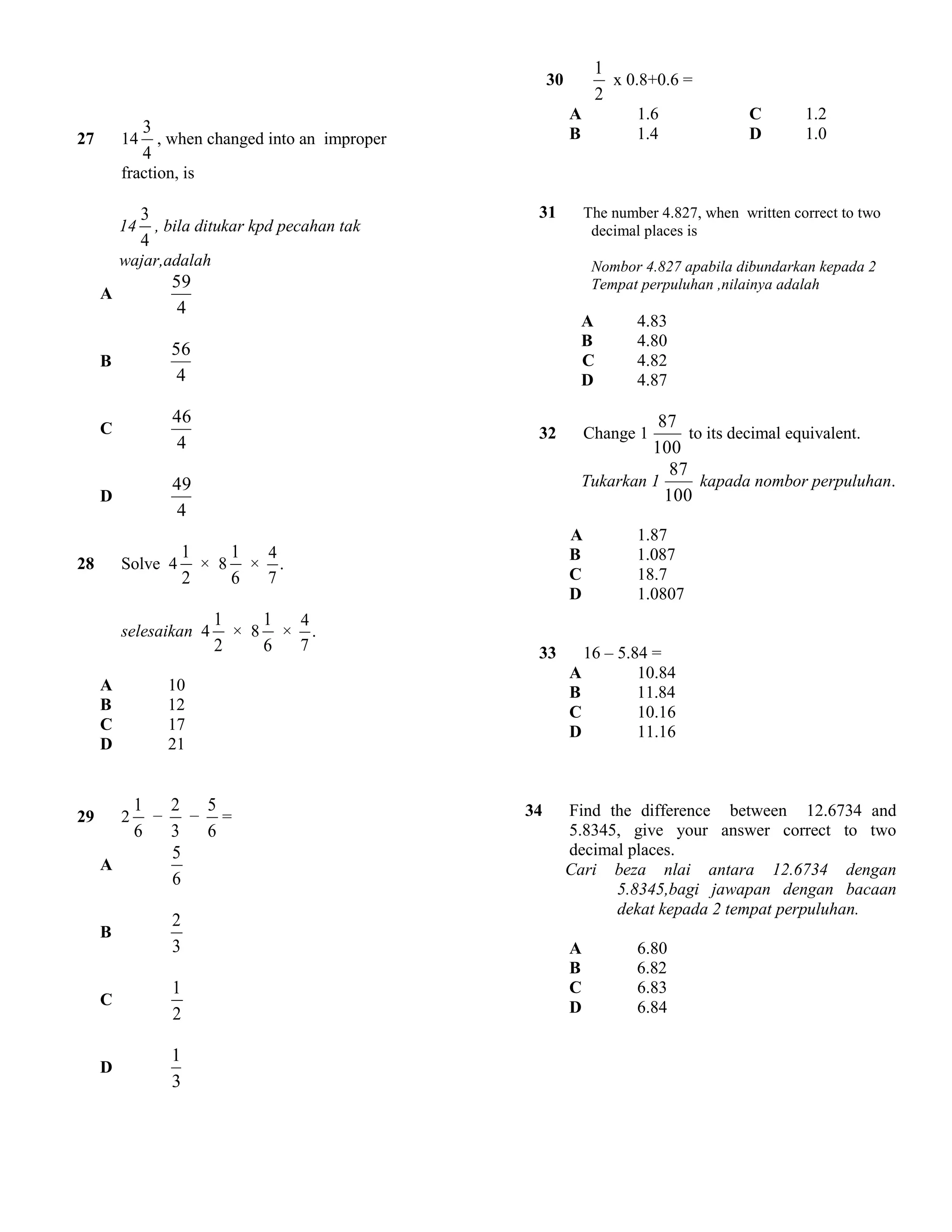 soalan matematik tingkatan 1 | DOCX