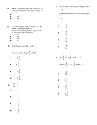 soalan matematik tingkatan 1 | DOCX