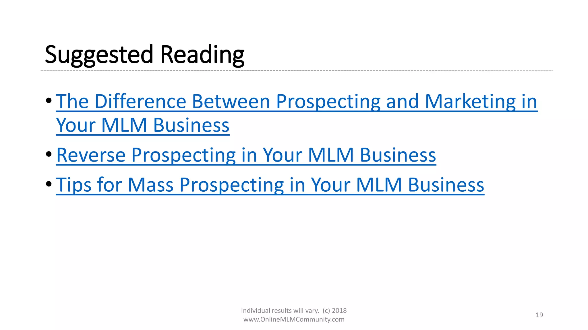 MLM Prospecting Overview & Ideas | PPTX