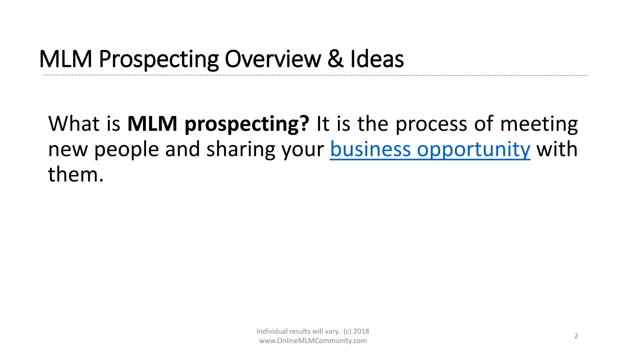 MLM Prospecting Overview & Ideas | PPTX