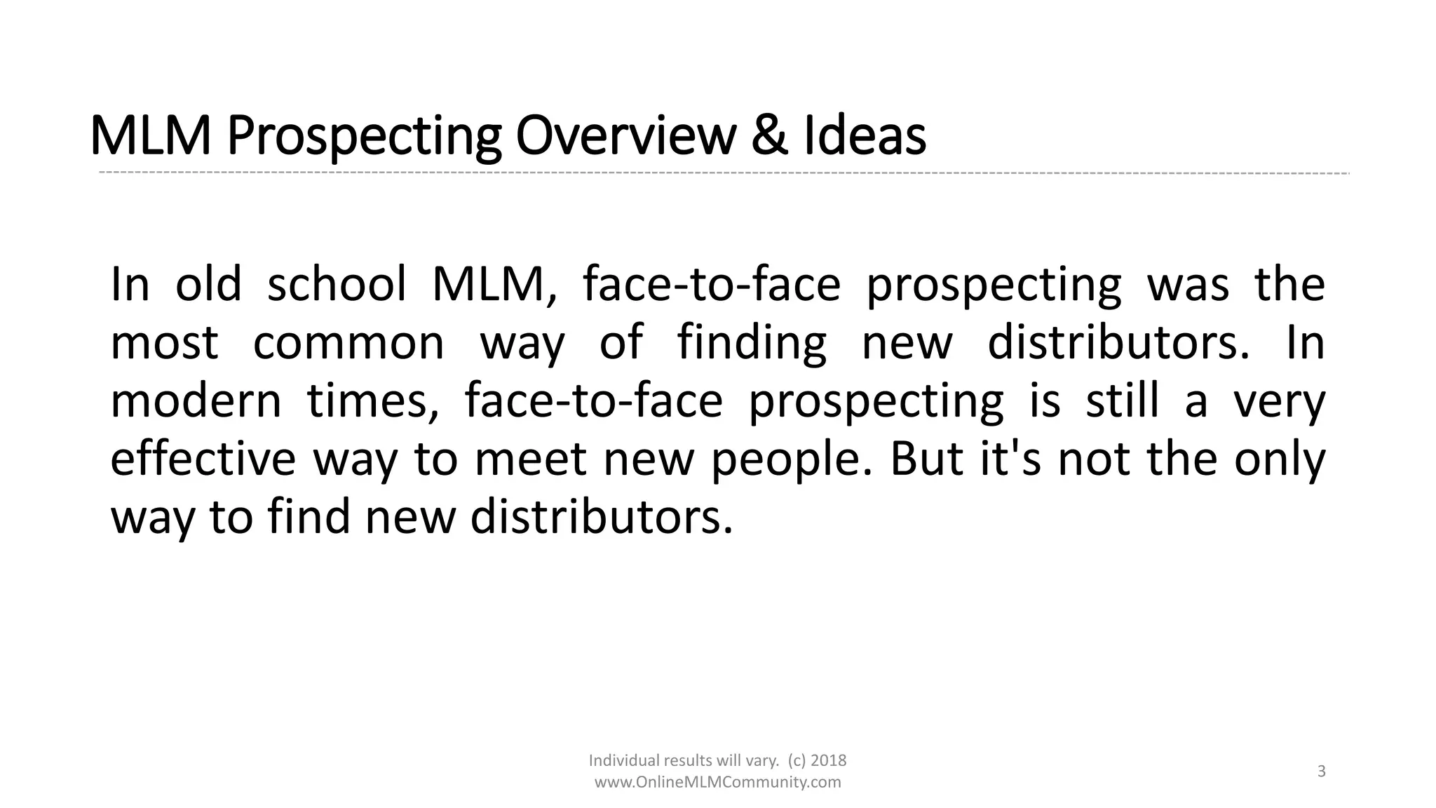 MLM Prospecting Overview & Ideas | PPTX