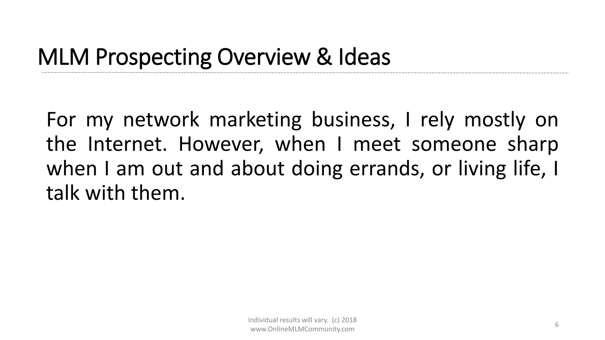MLM Prospecting Overview & Ideas | PPTX