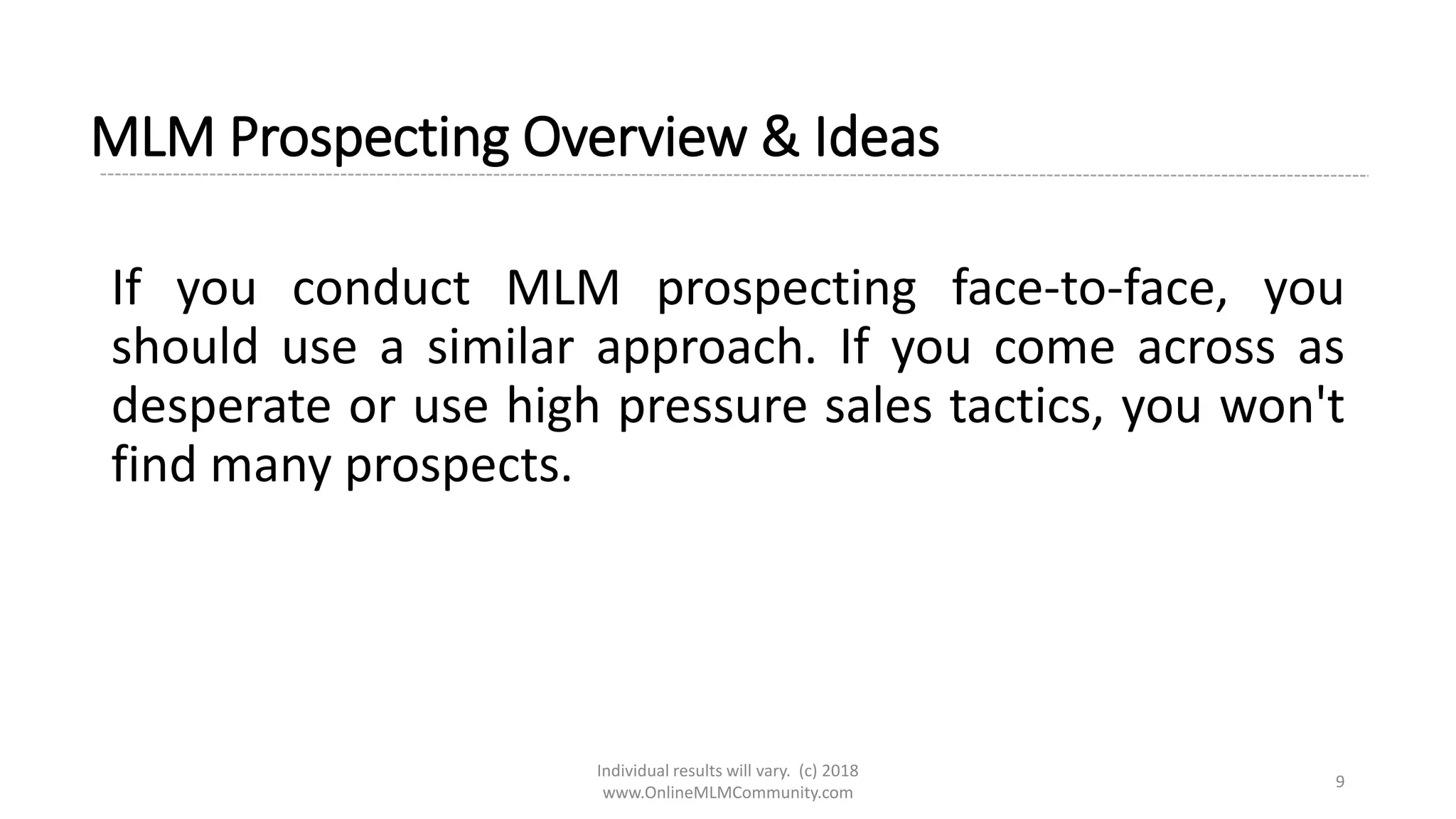 MLM Prospecting Overview & Ideas | PPTX