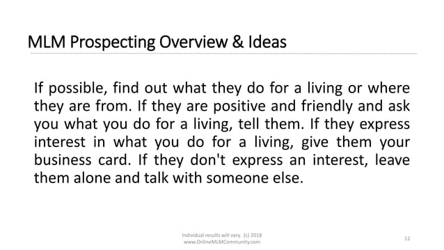 MLM Prospecting Overview & Ideas | PPTX