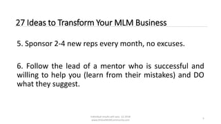 27 Ideas to Transform Your MLM Business | PPT