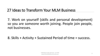 27 Ideas to Transform Your MLM Business | PPT