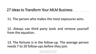 27 Ideas to Transform Your MLM Business | PPTX