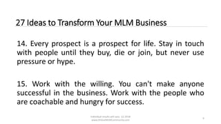 27 Ideas to Transform Your MLM Business | PPT