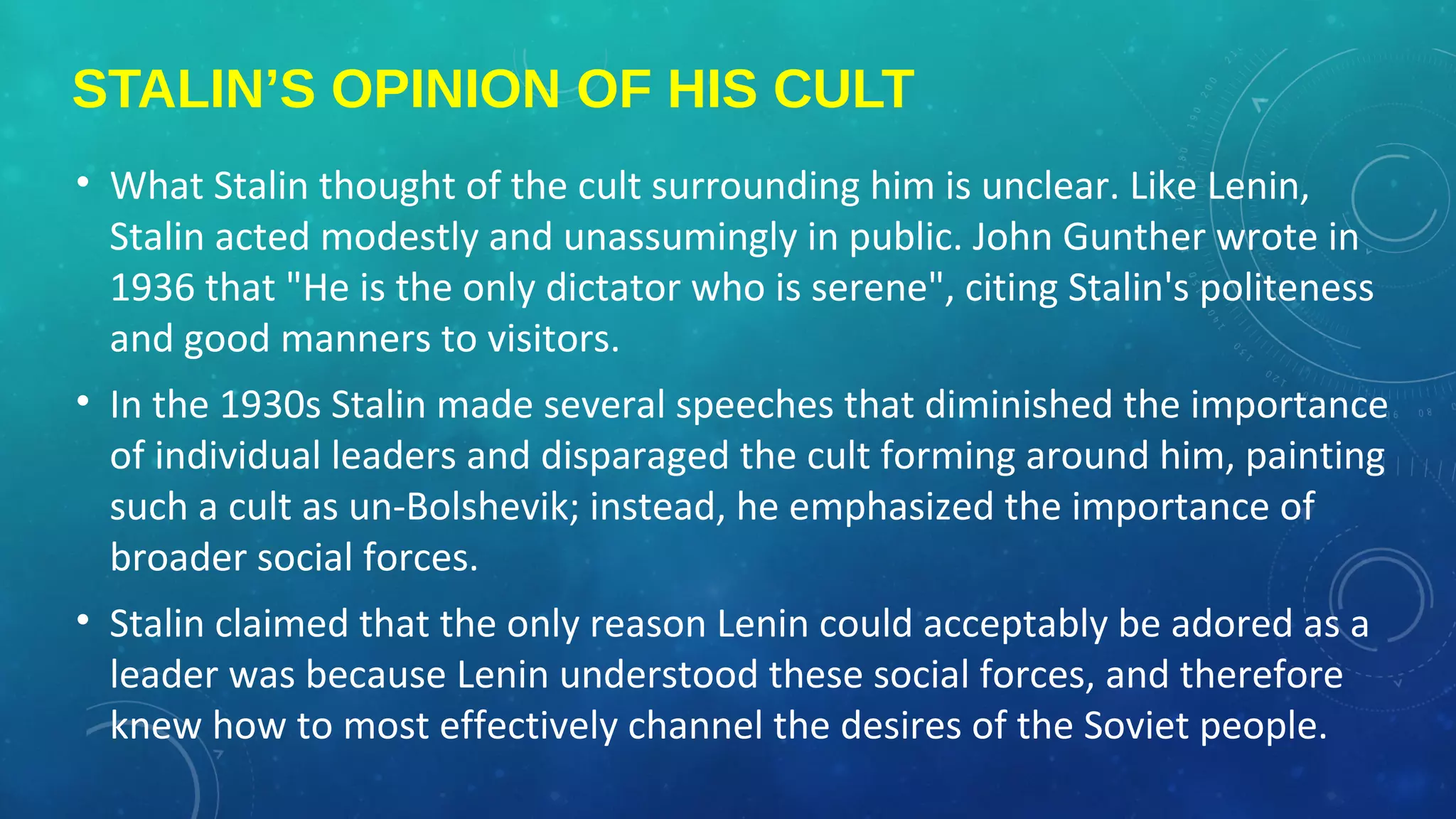 CAMBRIDGE A2 HISTORY: STALINs CULT OF PERSONALITY | PPT
