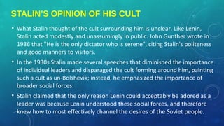 CAMBRIDGE A2 HISTORY: STALINs CULT OF PERSONALITY | PPT