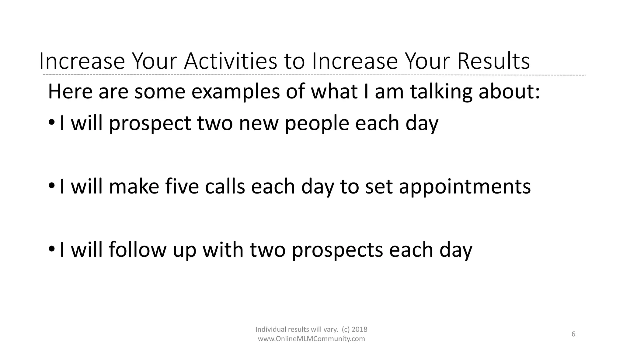 Increase Your Activity to Increase Your Results in MLM | PPTX