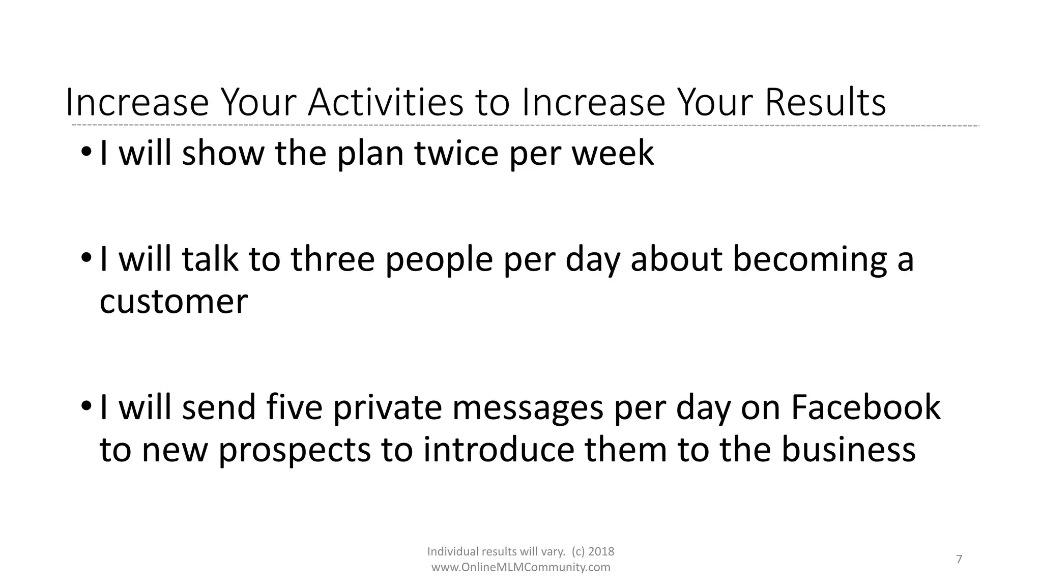 Increase Your Activity to Increase Your Results in MLM | PPTX