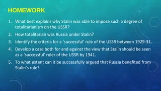 CAMBRIDGE A2 HISTORY: TOTALITARIANISM IN STALIN'S RUSSIA | PPT