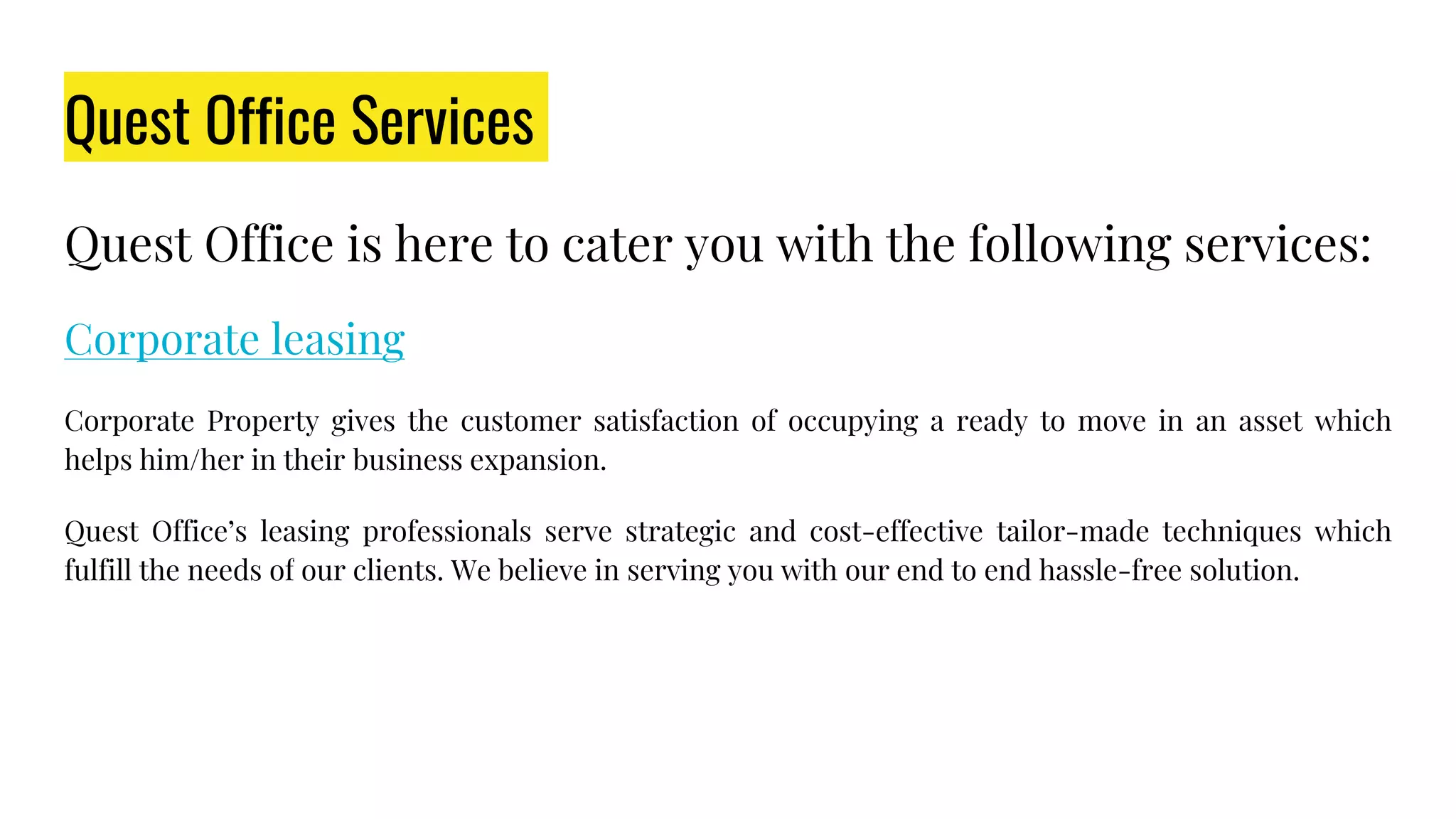 Quest Office: Commercial Office Space | PPT