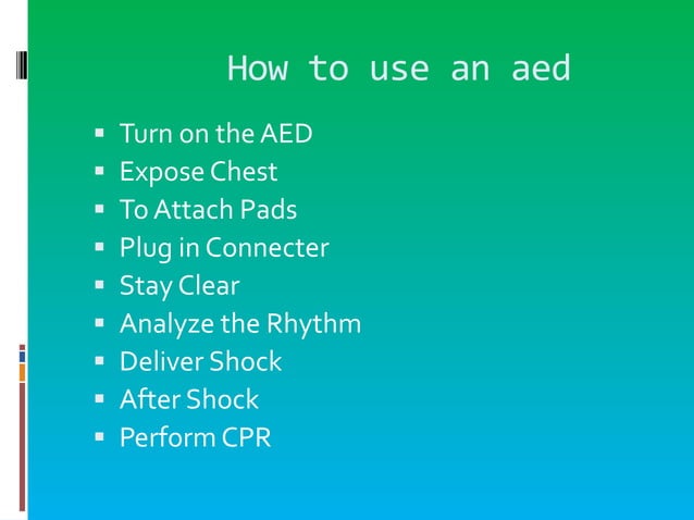 AUTOMATED EXTERNAL DEFIBRILLATOR | PPTX | First Aid | Injuries