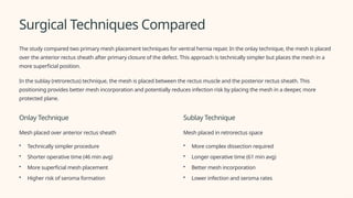A comparative study of onlay versus sublay mesh repair in the surgical ...