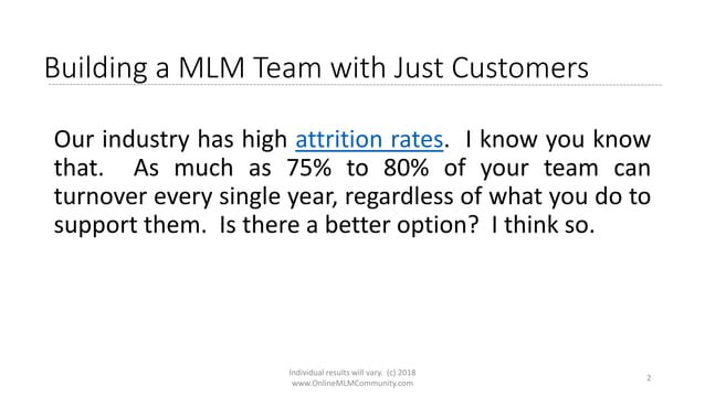 Building a MLM Team with Just Customers | PPT