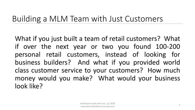 Building a MLM Team with Just Customers | PPT