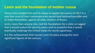 CAMBRIDGE A2 HISTORY: LENIN'S LEGACY | PPT