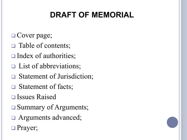 HOW TO PREPARE A LEGAL MEMORIAL | PPTX | Law