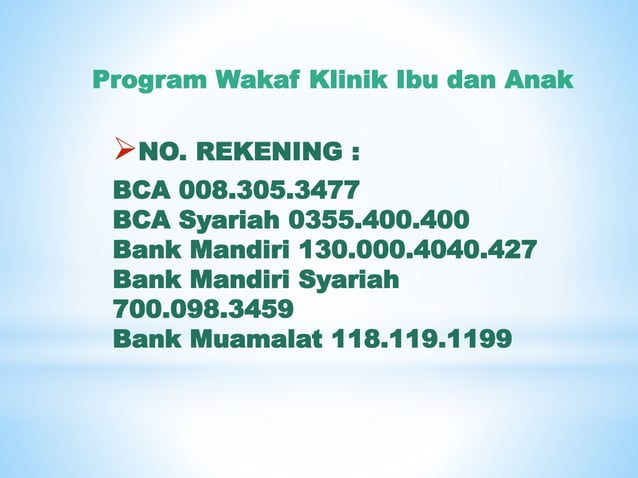 REKENING DONASI PROGRAM SINERGI FOUNDATION | PPTX