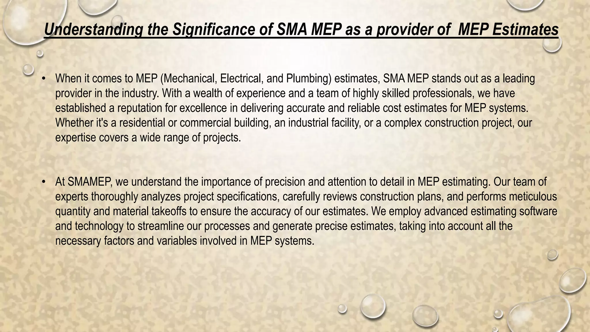 PPT 2, SMA MEP Estimate.pptx