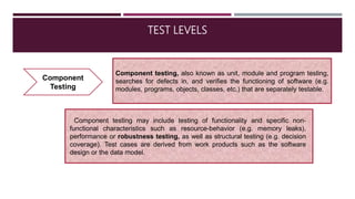 Ppt 2 testing throughout the software life cycle | PPT