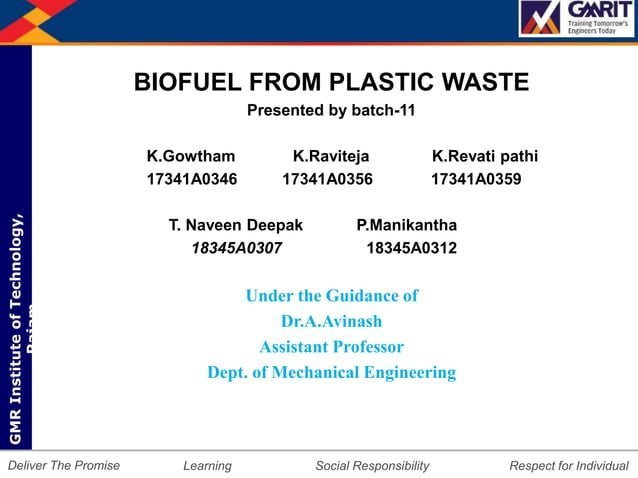 Bio fuel from Plastic Waste | PPTX | Chemistry | Science