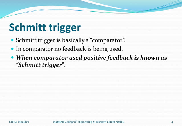 Module3: opamp as a Schmitt trigger | PPTX