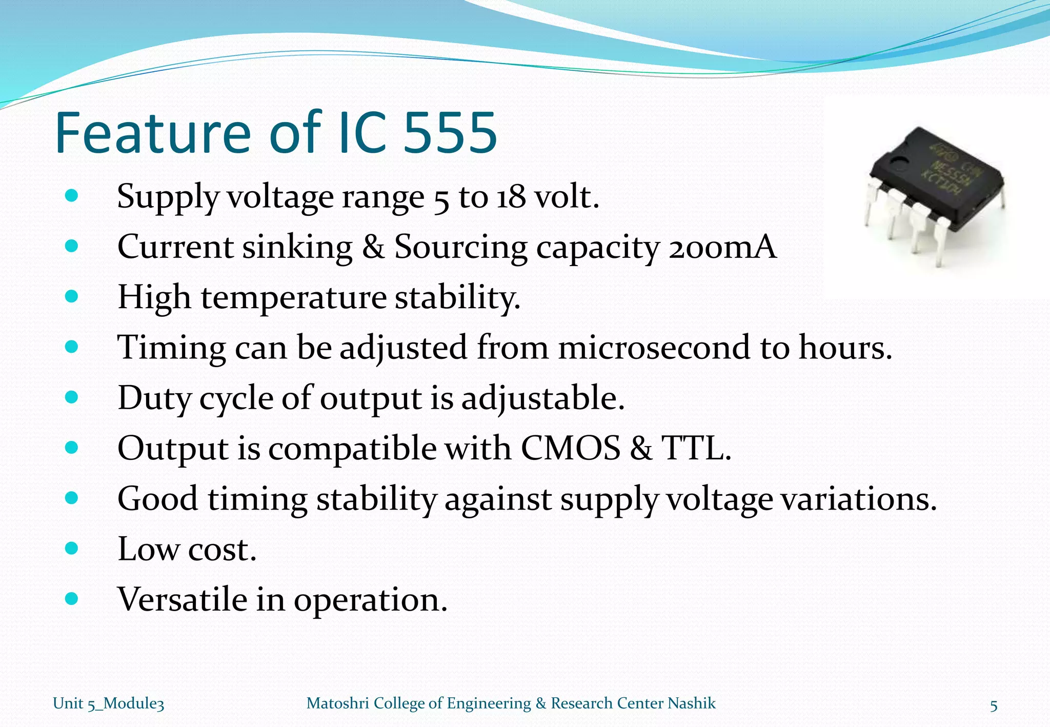 Module 3 :IC555 Timer IC & ITs Applications | PPTX