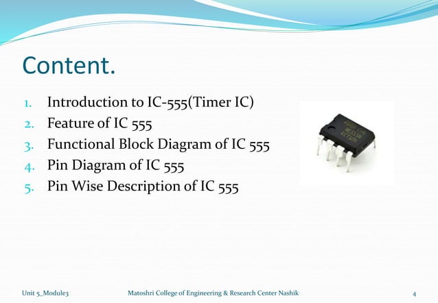 Module 3 :IC555 Timer IC & ITs Applications | PPTX