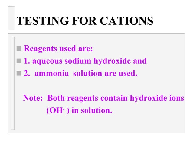 Ppt3 Tests For Cations | PPT
