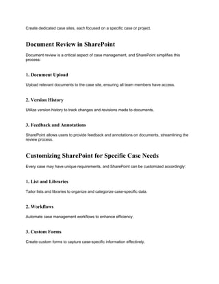 SharePoint for Case Management and Document Review | PDF