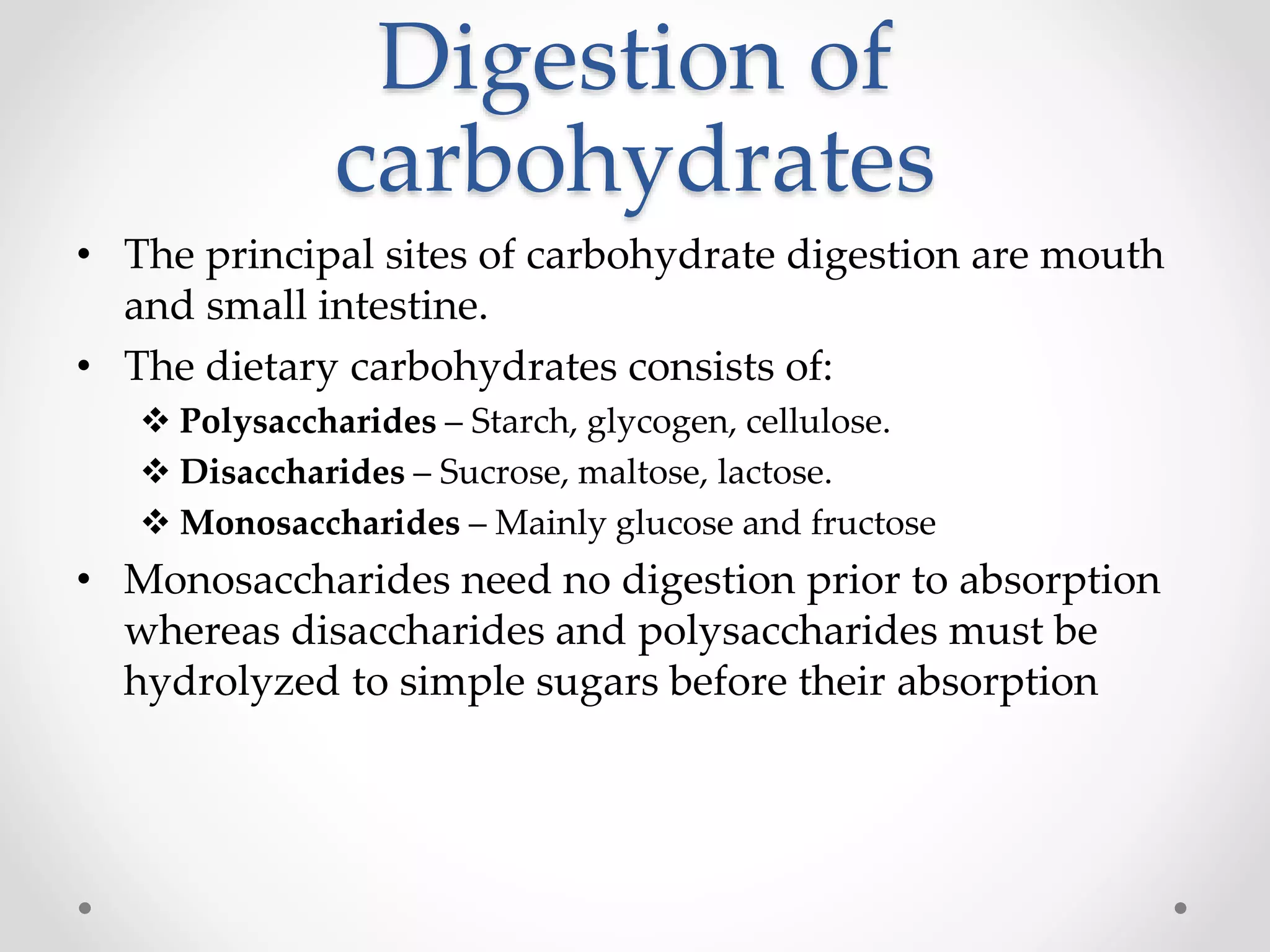 Digestion and Absorption of Carbohydrates- Biochemistry | PPTX