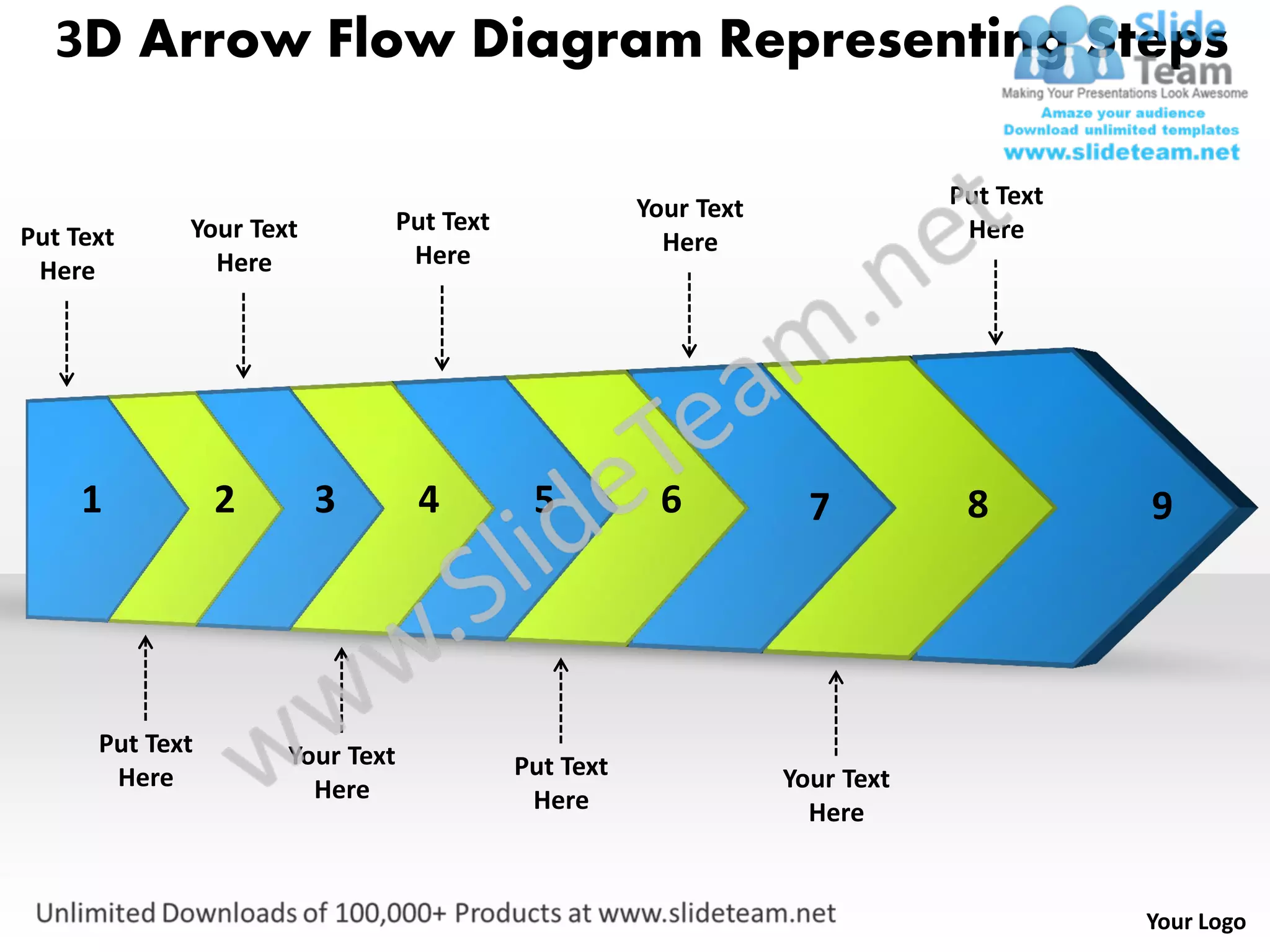 Ppt 3d arrow flow diagram representing steps business power point ...