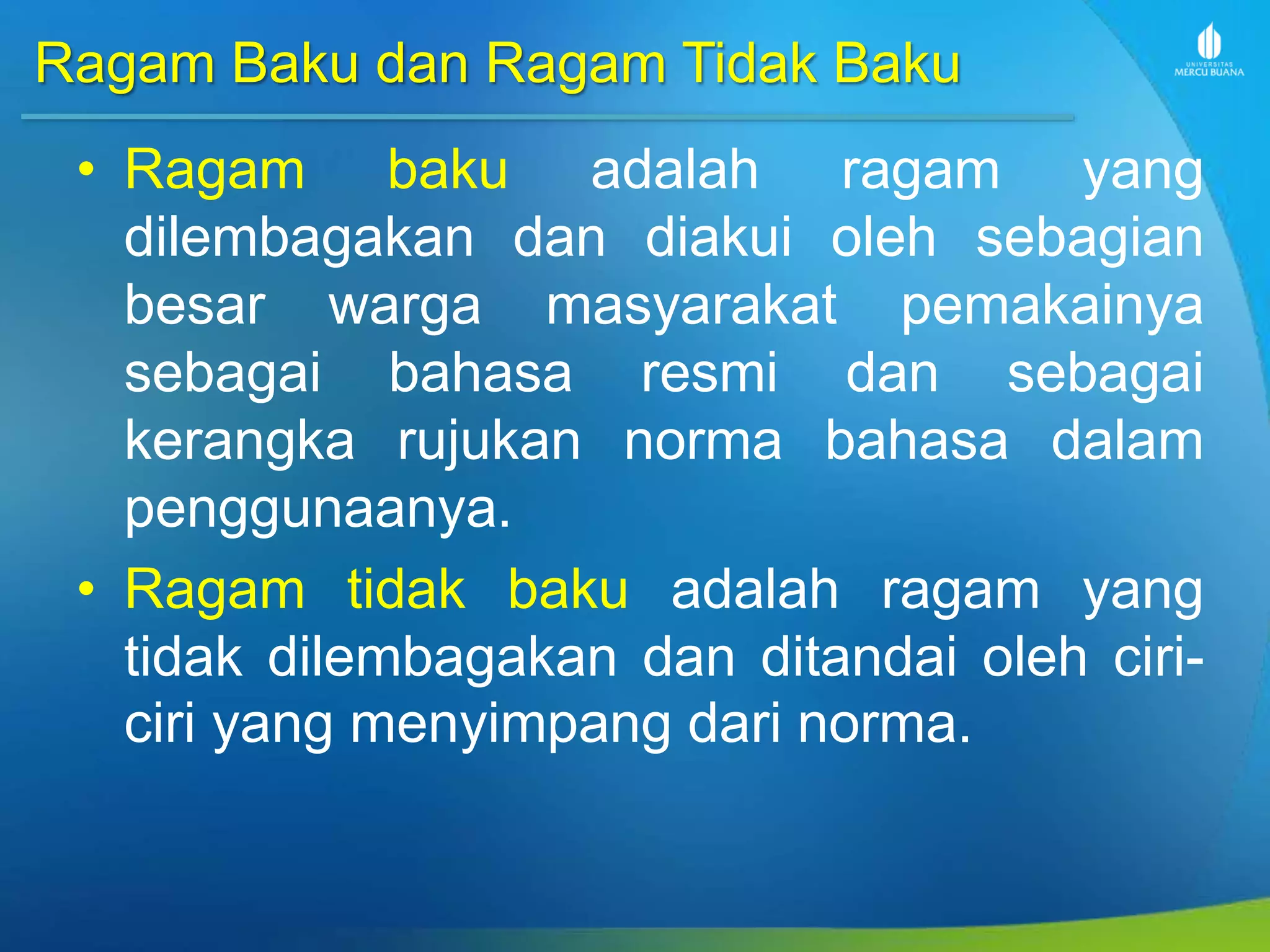 Ragam bahasa indonesia | PPTX