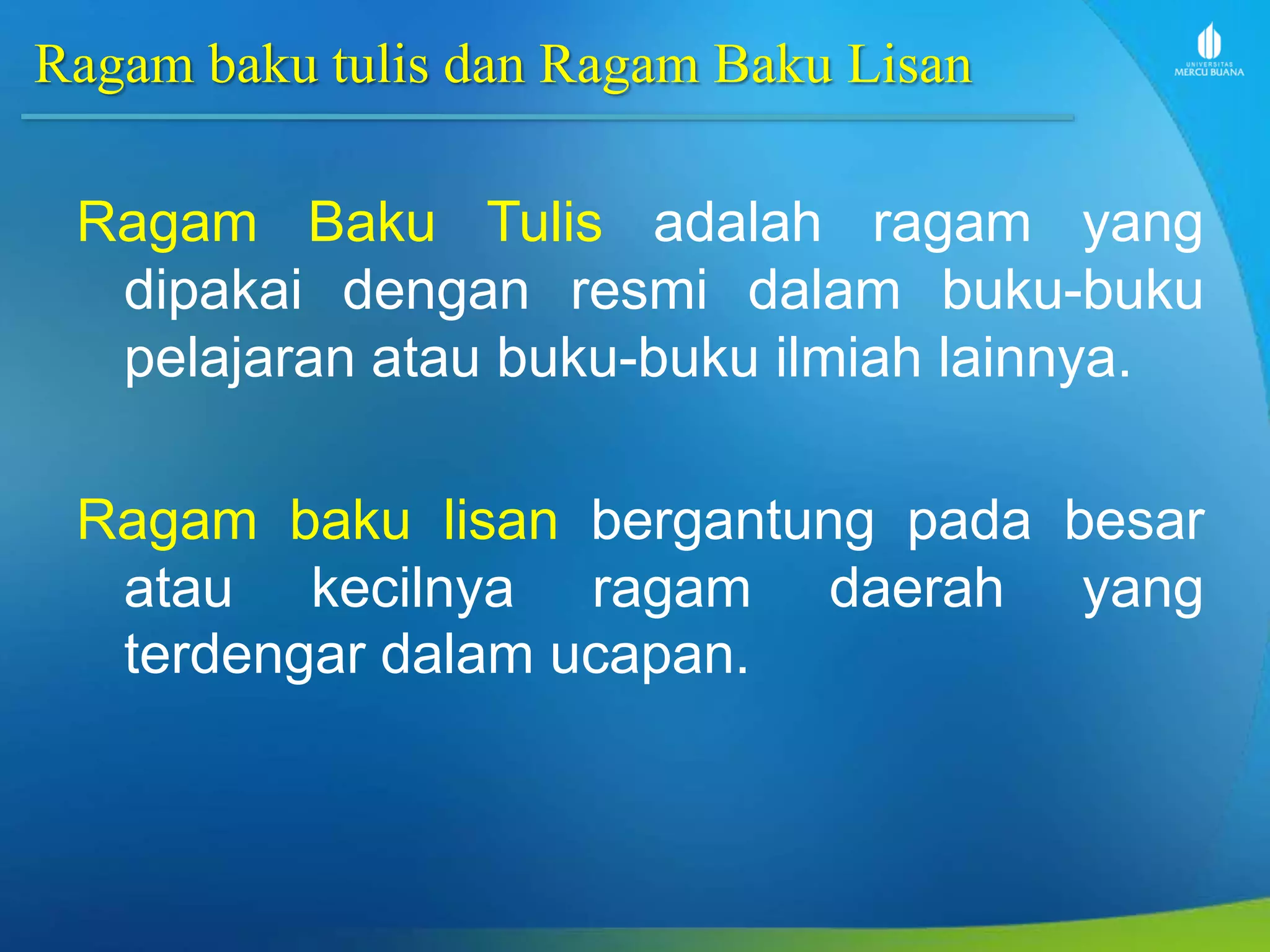 Ragam bahasa indonesia | PPTX
