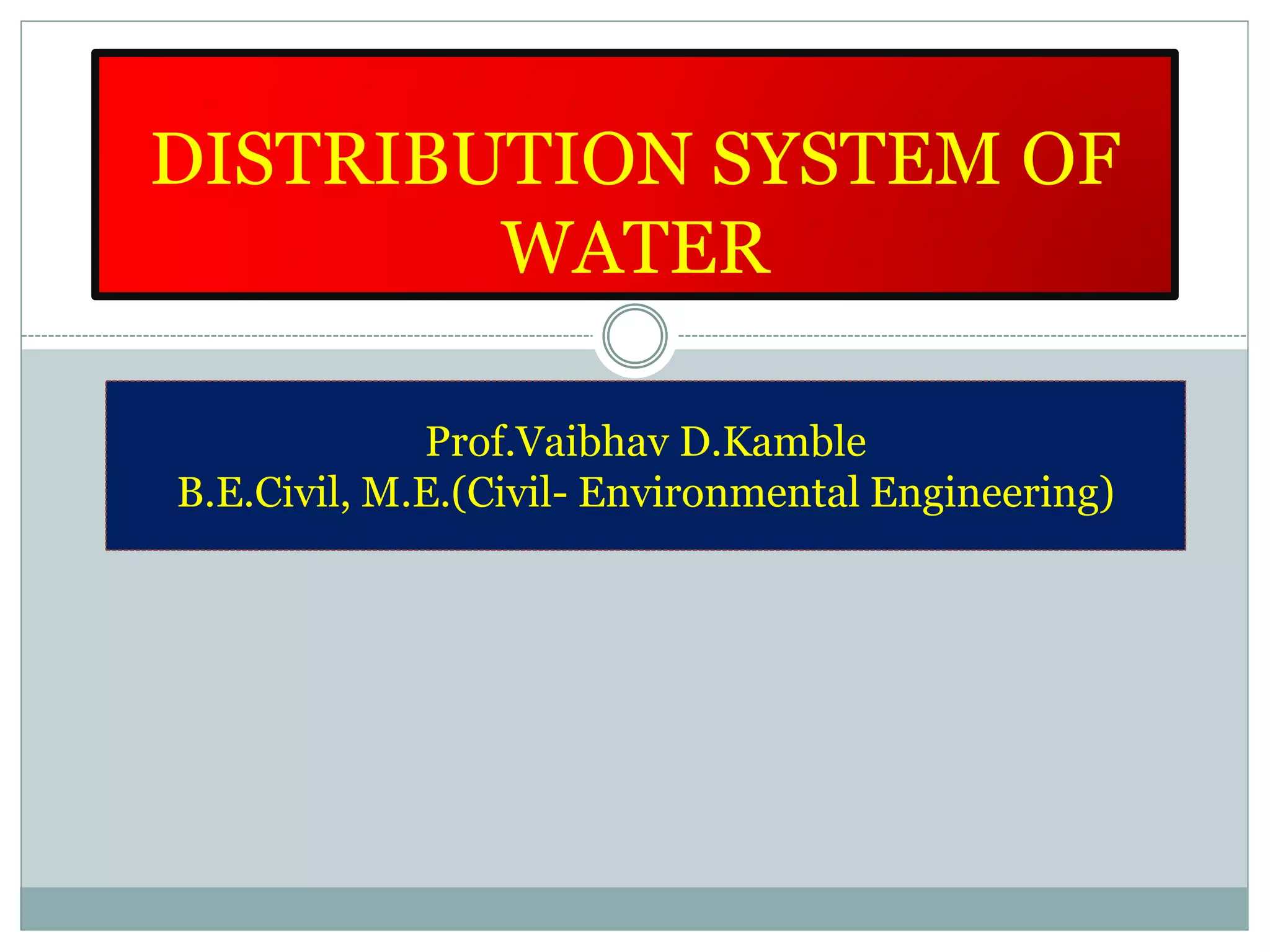 Water distribution System In Water Supply Schemes | PPTX
