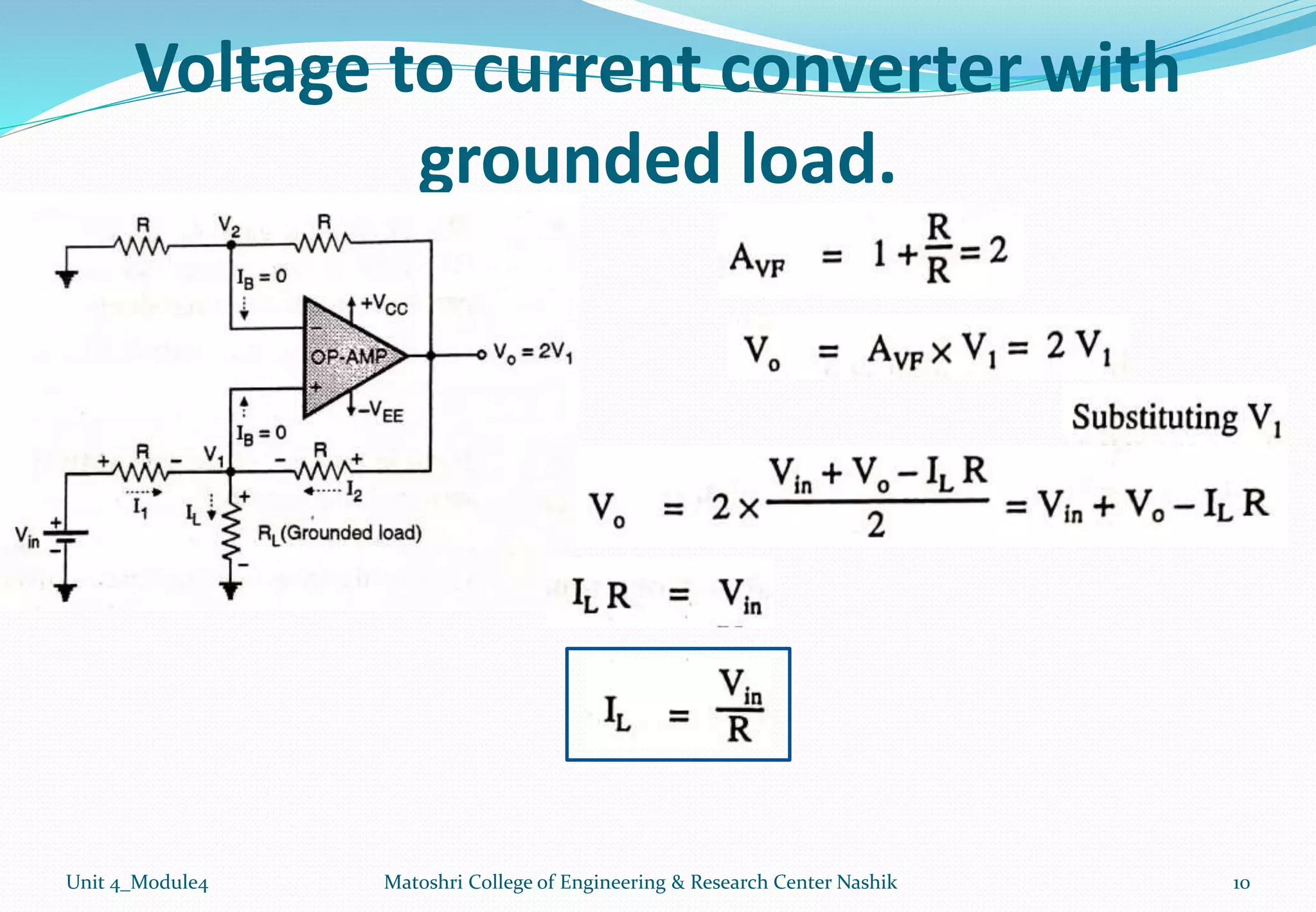 Module4: opamp as a V-I & I-V Converter | PPTX